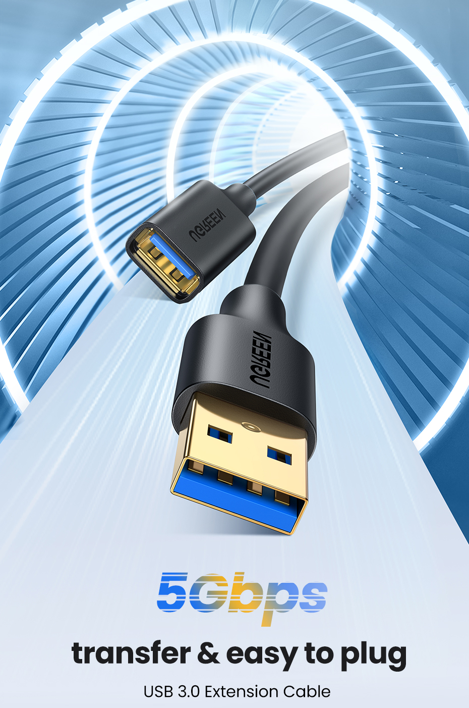 UGREEN USB Extension Cable USB 3.0 Extender Cord Type A Male to Female ...
