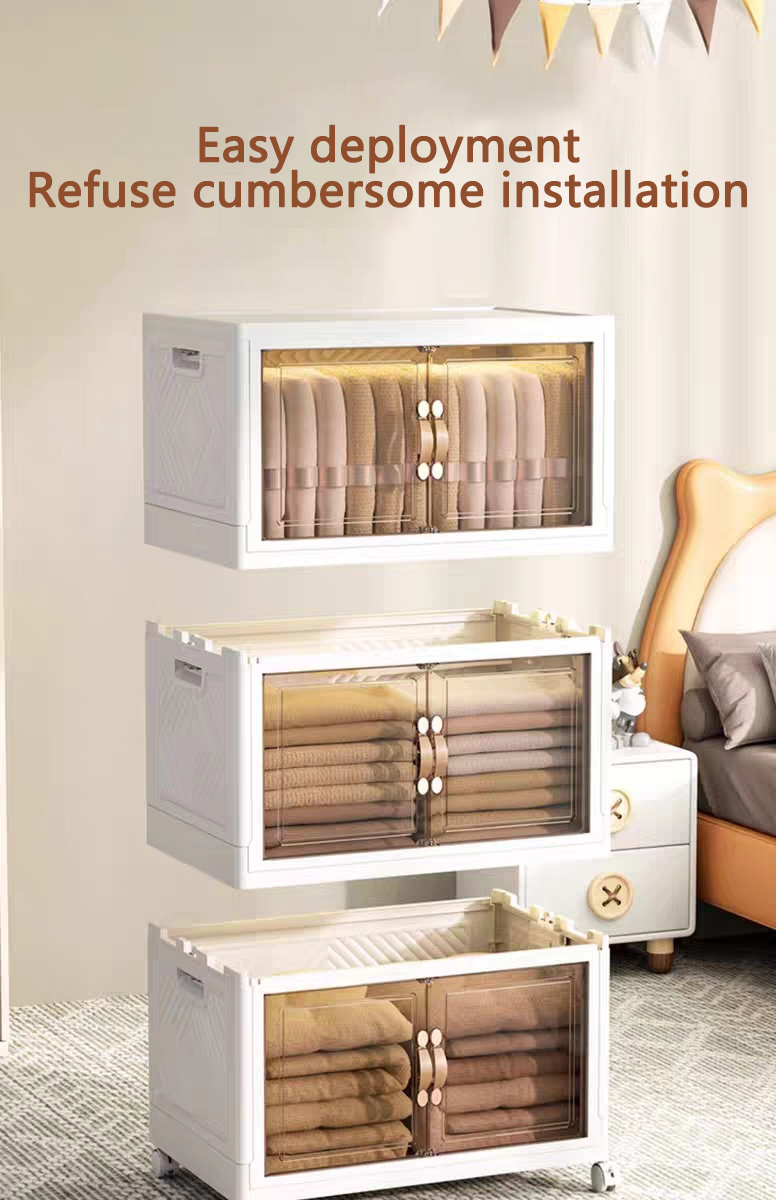 【SG Stock】Folding Storage Box Cupboards Cabinets Transparent Double ...