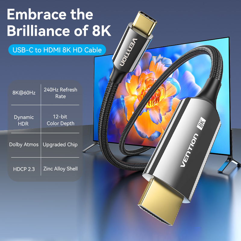 Vention Type C To HDMI Cable 8K 60HZ HDMI Converter USB C HDMI Cable ...
