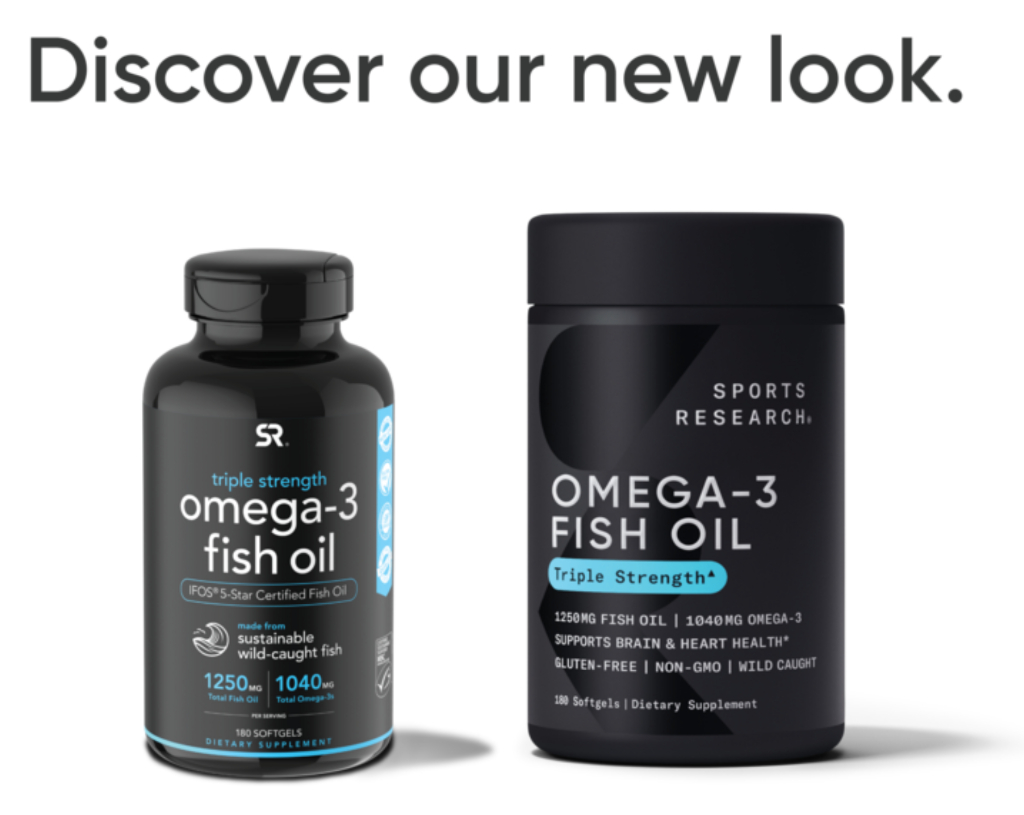 [Sports Research - Omega-3] 180 Softgels Triple Strength 1,250 mg ...