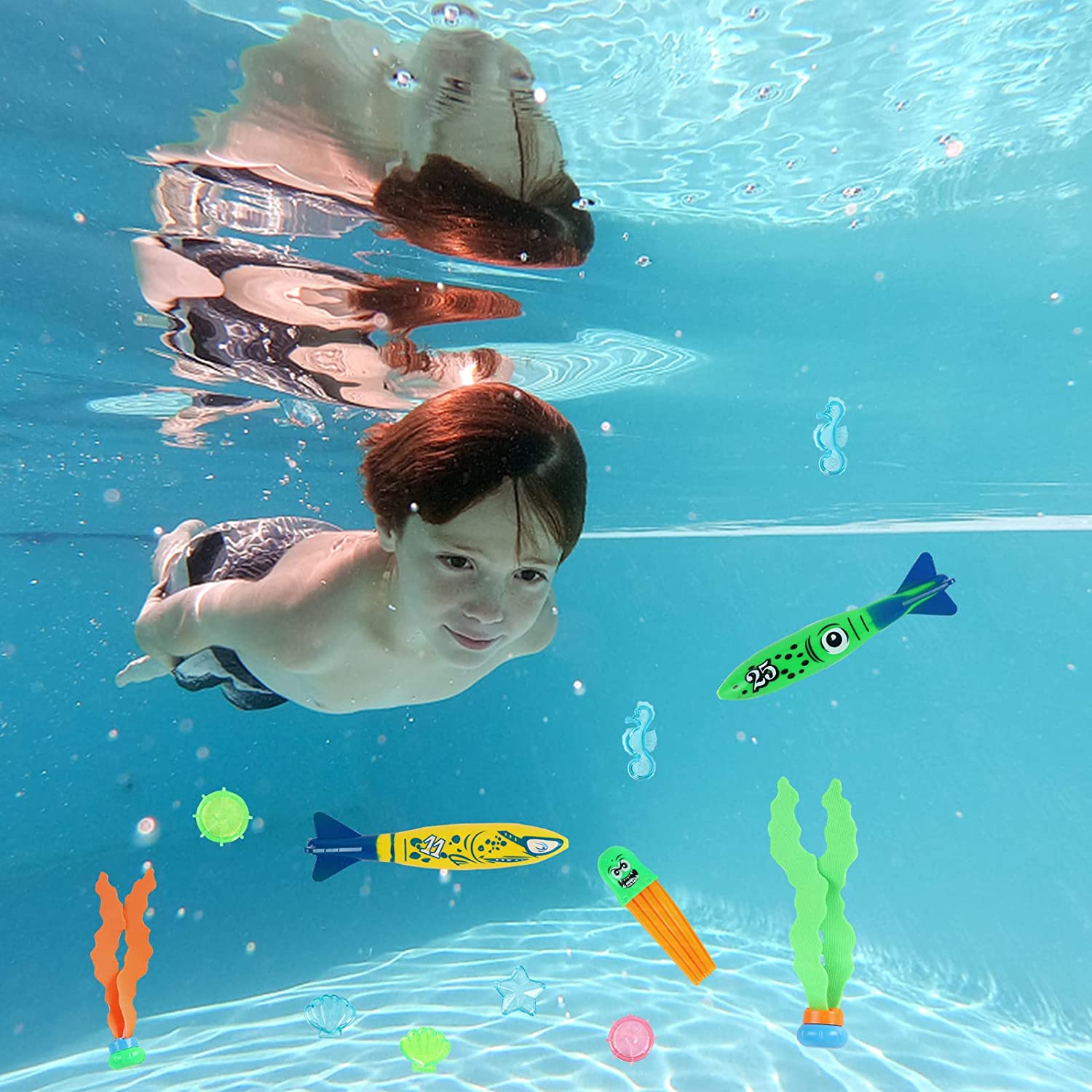Diving Toys Swimming Pool Toys (35-Pc) Set for Kids Children Underwater ...