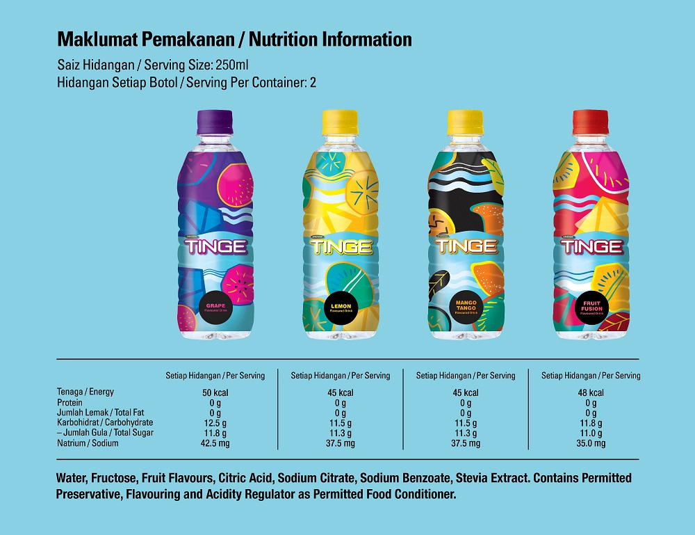 (6 Bottle) Spritzer Tinge Flavoured Drink Fusion Fruit Lemon Grape ...