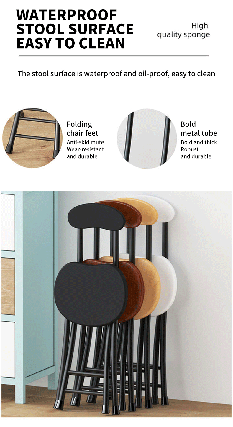 (HOME+) Folding stool household dining stool space saving portable ...