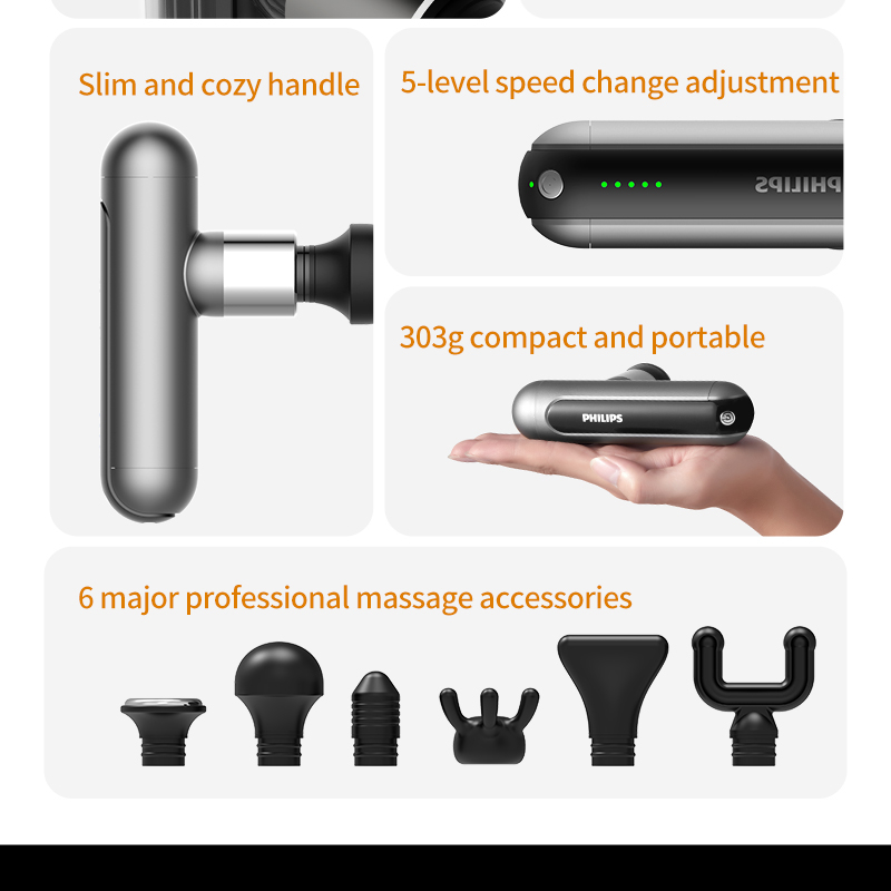 【Hot Sale】Philips Mini Massage Gun with Soothing Heating for Muscle ...
