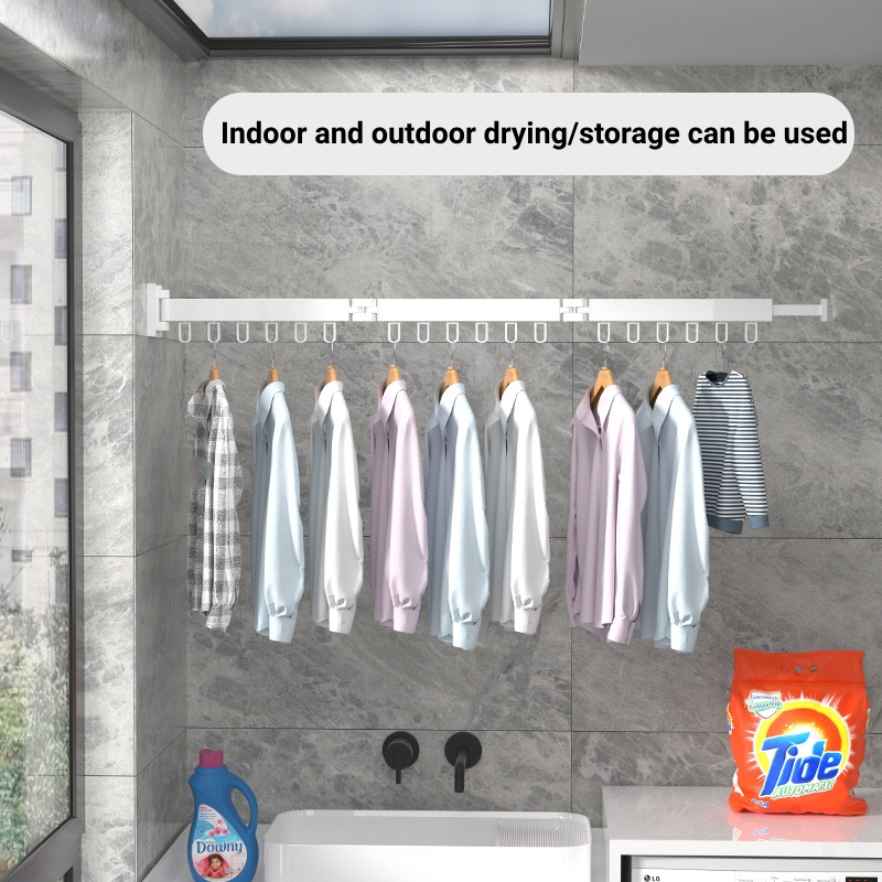 Maxvaluesg® Retractable Clothes Hanger Aluminum Drying Rack Punch/No ...