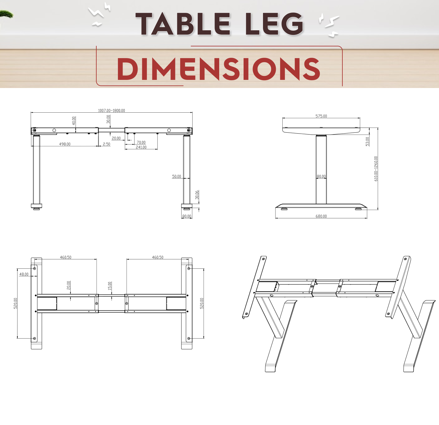 NewStar Height Adjustable Office Table, Office Desk, Workstation Table ...
