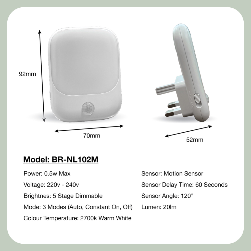 BRITZ Motion Sensor LED Night Light / Automatic Motion Sensor [ 3 Modes ...