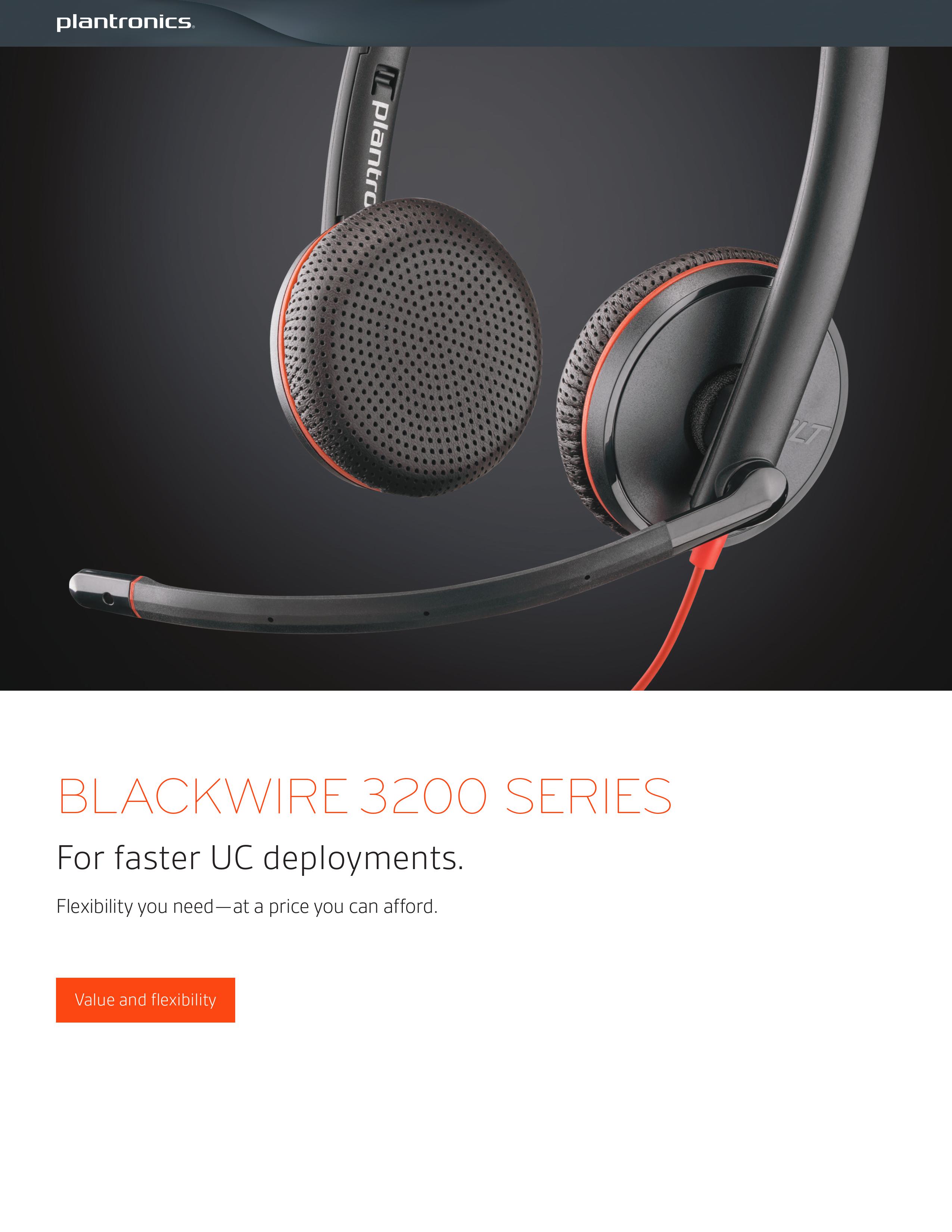 POLY PLANTRONICS BLACKWIRE C3220 / 3220 Series Corded UC Headset ...