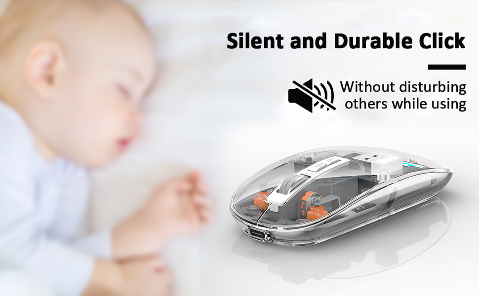 Anvers Transparent Wireless Mouse BT5.1/2.4G, Rechargeable Silent ...