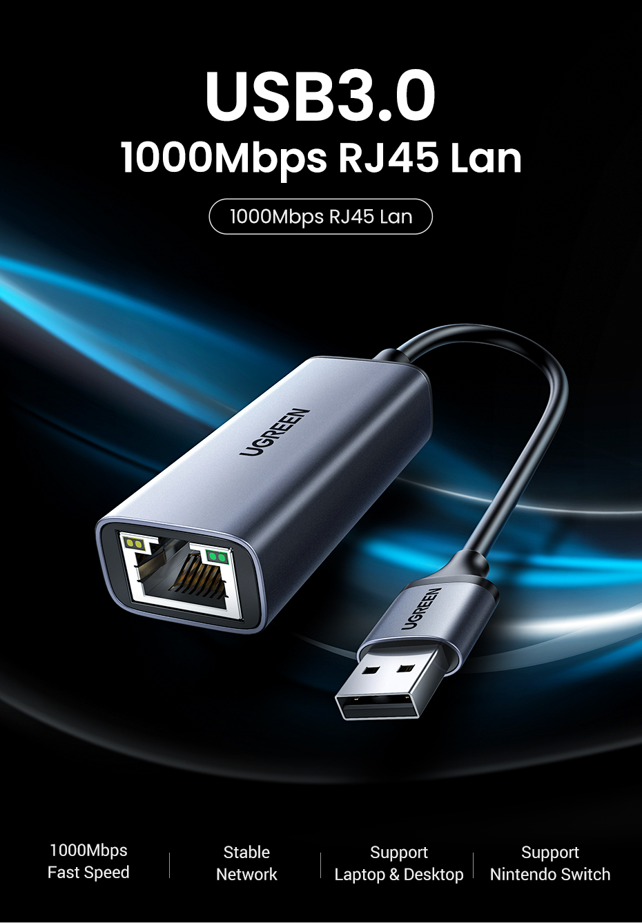 UGREEN USB Ethernet Adapter USB 3.0 Network Card to RJ45 Lan 1000mbps/2 ...
