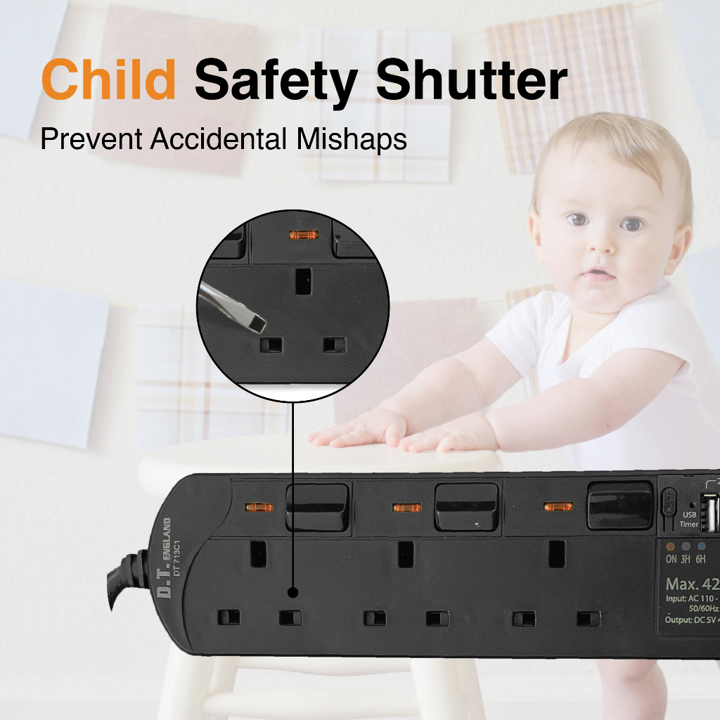 [BLACK SERIES] DT England TYPE C Charger and 4 USB Timer Extension ...