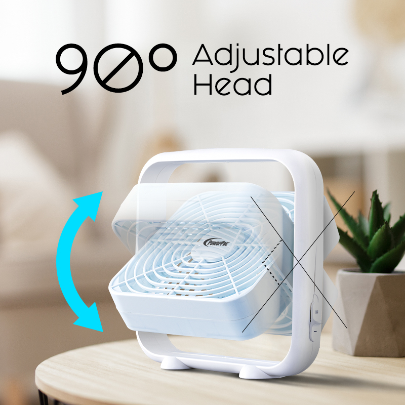 PowerPac 8" Box Fan – USB, Table/Floor Fan, Strong Airflow, 90 ...