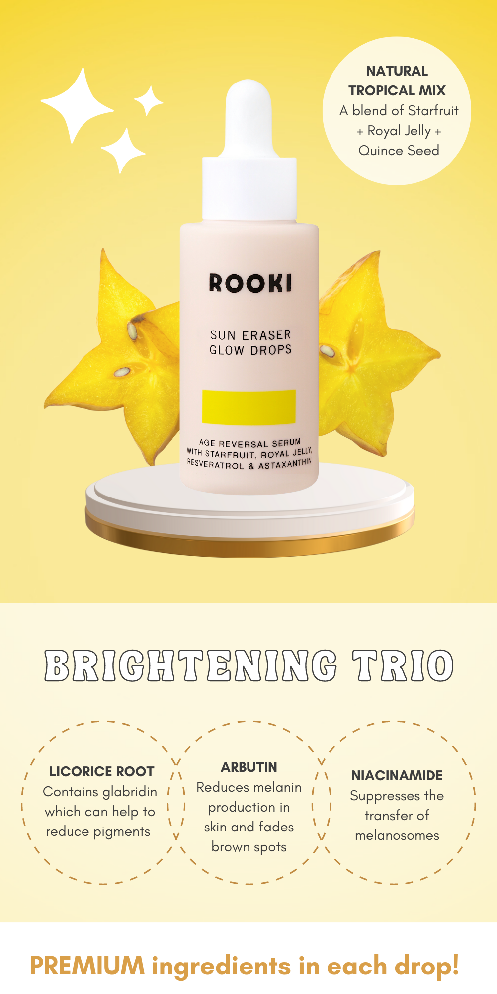 ROOKI Sun Eraser Glow Drops 30ml - Anti-Aging Brightening Serum with ...
