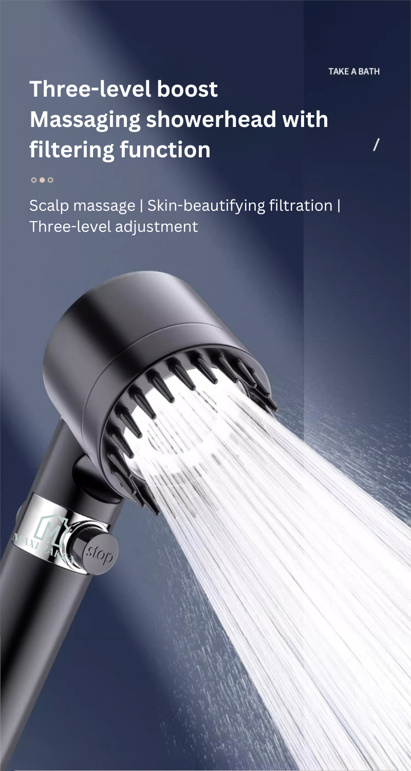 Detachable Shower Head Handheld High Pressure 3 Mode One Button Stop ...