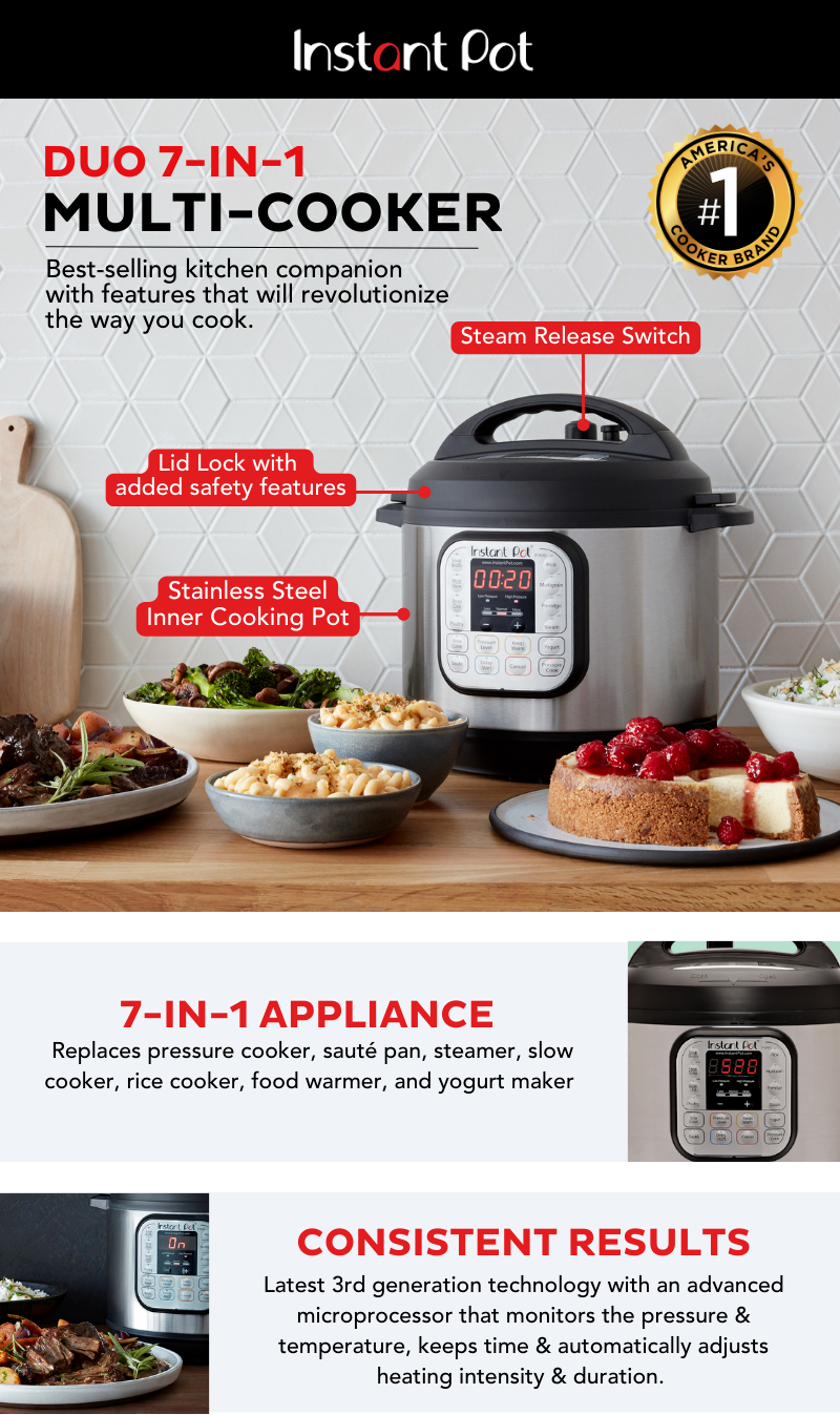 Instant Pot Duo 7-IN-1, Multi-Use Programmable Pressure Cooker | Shopee ...