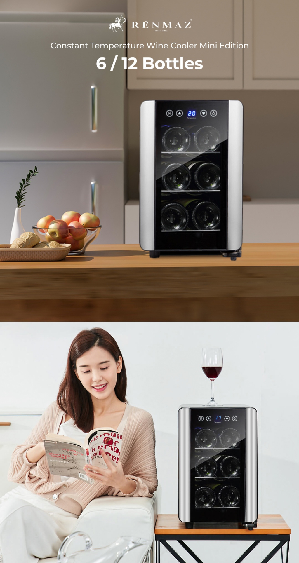 Renmaz Mini Constant Temperature Wine Cooler [2 Models, 360° Cooling ...