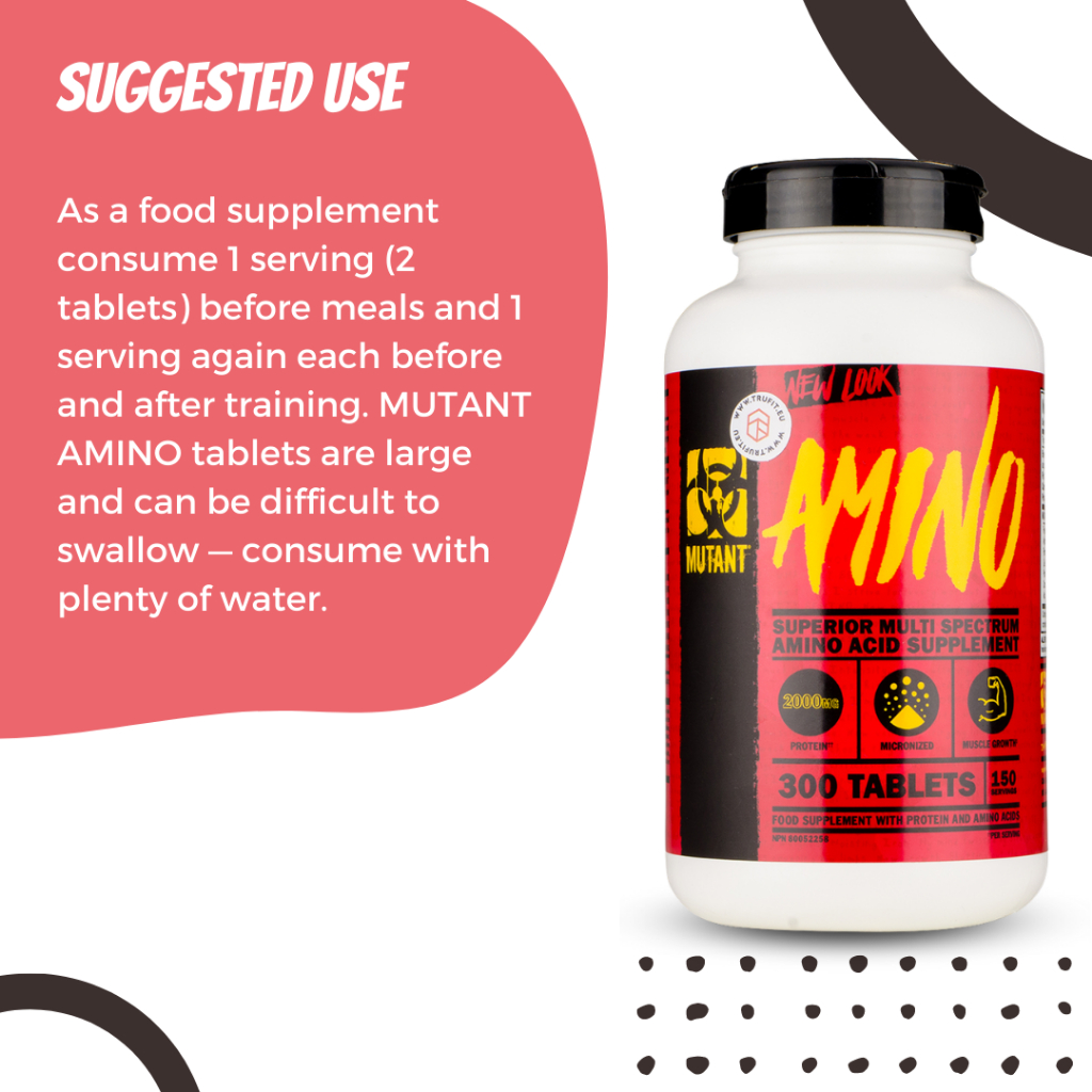 MUTANT AMINO, Amino Acid Supplement, 2000mg Protein, Muscle Growth ...