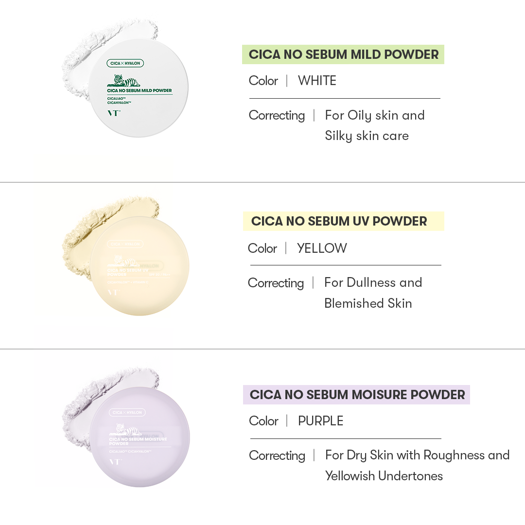 [VTCOSMETICS] [Bundle of 3] CICA No Sebum Mild Powder 5g / No Sebum Moisture Powder / No Sebum ...