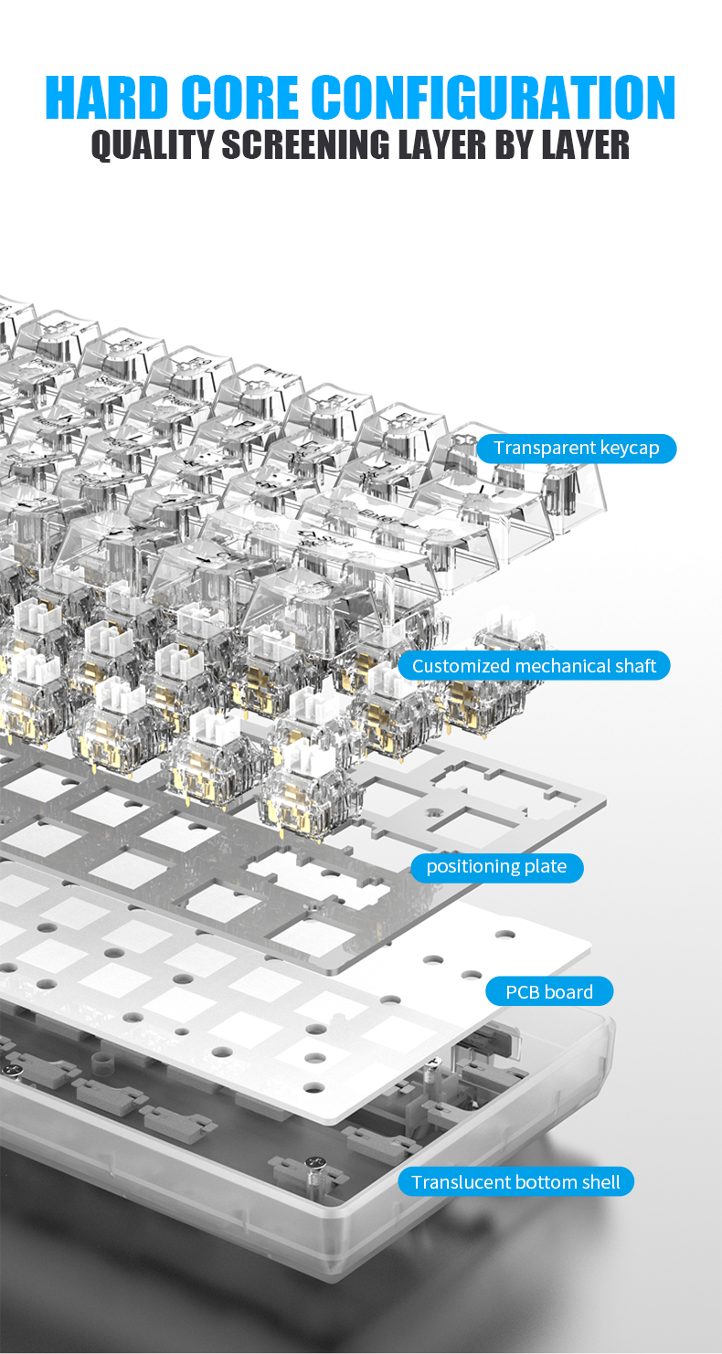 Transparent Wireless Keyboard Bluetooth Mechanical 61 Keys Keyboard for ...