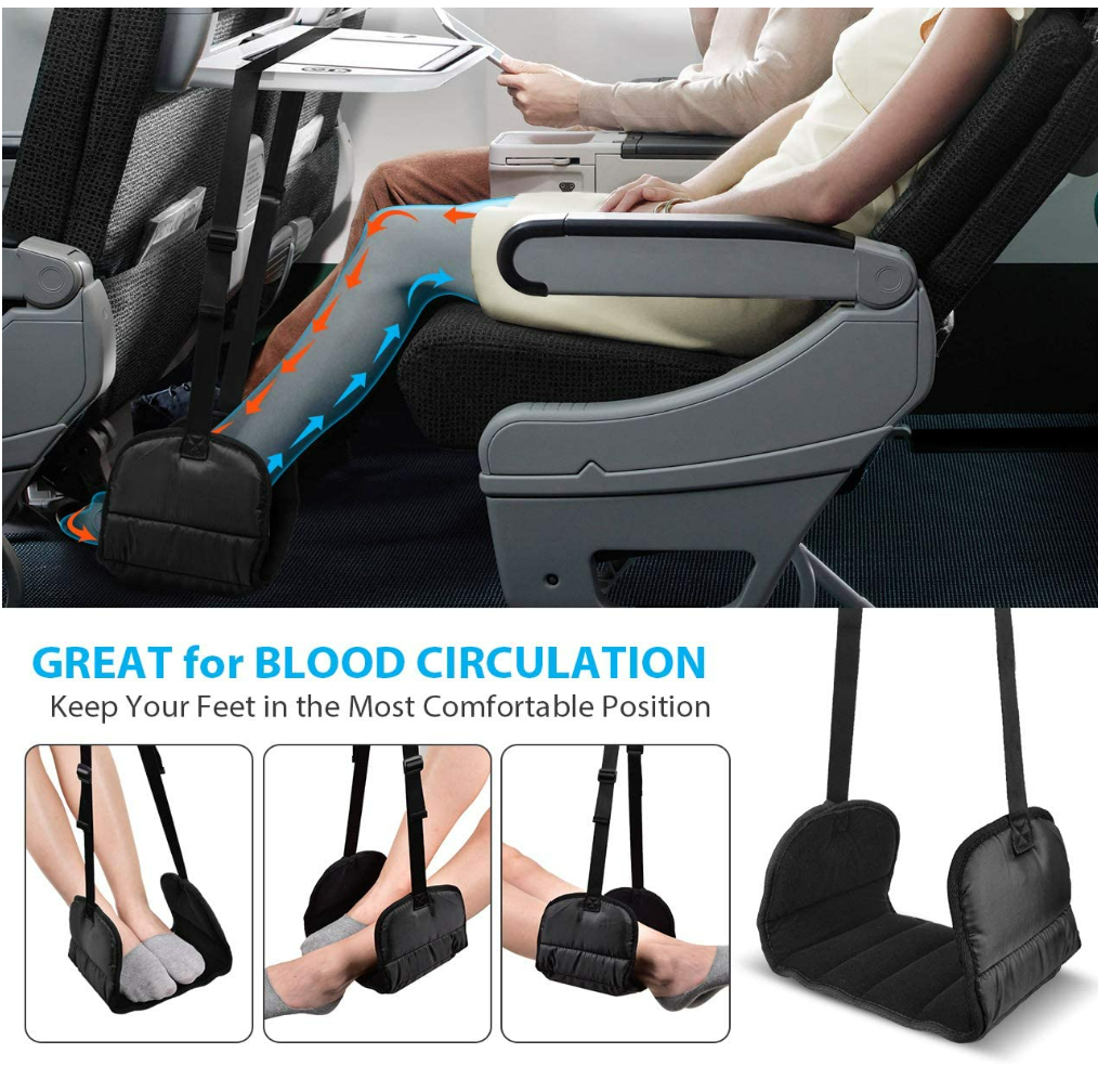 (Adjustable) Foot Rest Airplane Foot Hammock Perfect Airplane or Office ...