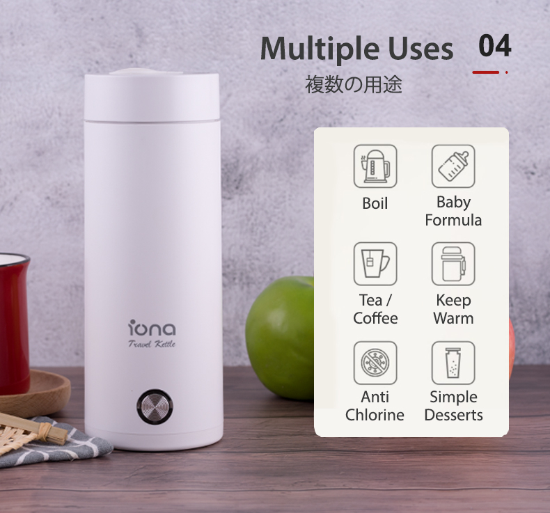 IONA 400ML Mini Travel Kettle | Portable Electric Stainless Steel Small ...