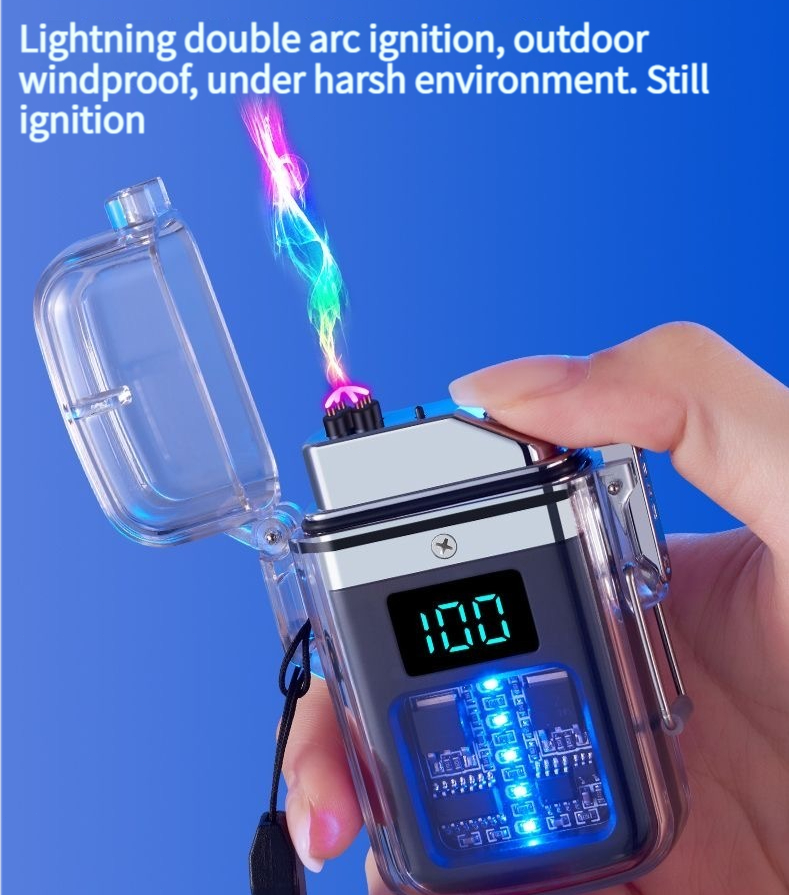 ლSG stockლ Windproof double arc ignition lighter, rechargeable luminous ...