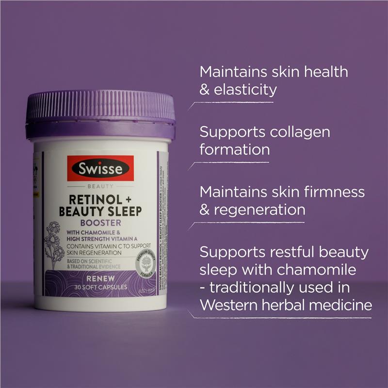 Swisse Beauty Retinol & Beauty Sleep Booster 30 Soft Capsules | Shopee ...