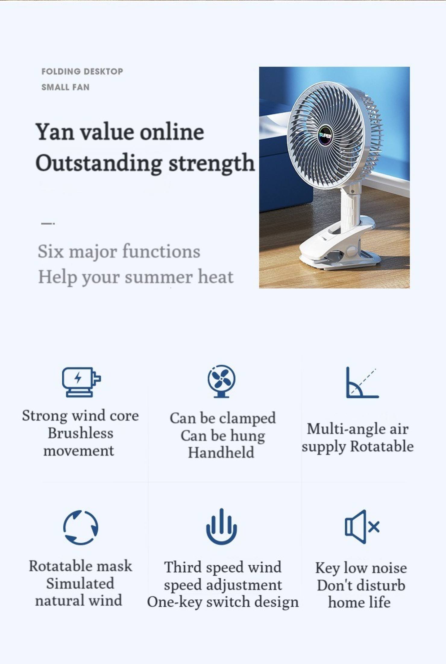 【SG】Portable Fan Usb Handheld Fan Wall Mounted Mini Fan Desktop Fan ...