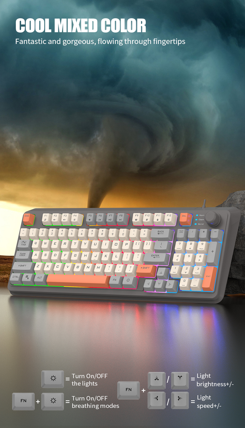 XunFox Wired Gaming Keyboard RGB 19 Non-Conflict Keys with Volume ...