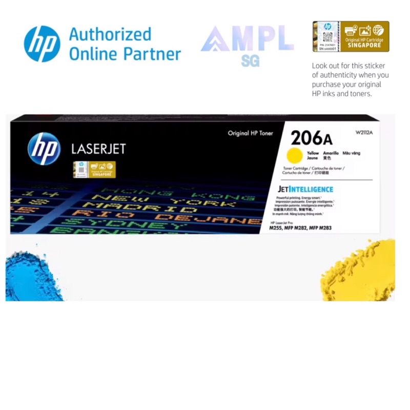 Genuine HP 206A W2110A W2111A W2112A W2113A Black Cyan Yellow Magenta ...