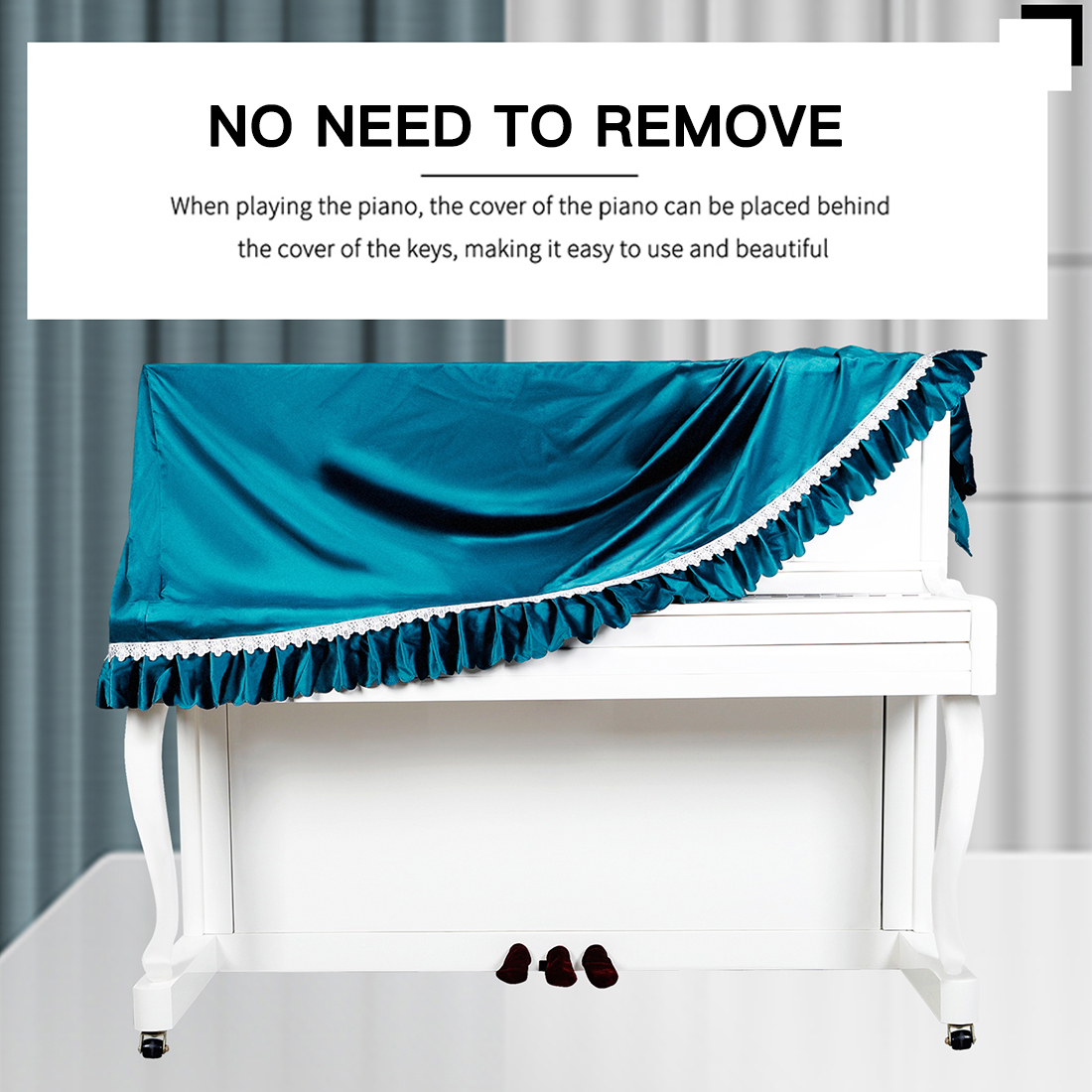 Upright Piano Cover Set Stool & Piano Velvet Piano Cloth ace Embroidery ...
