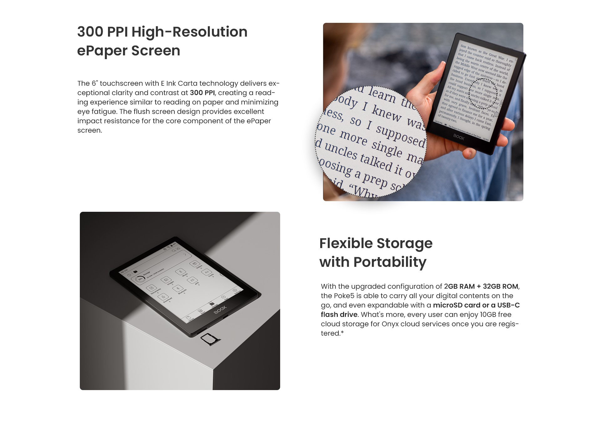 Onyx Boox Poke 5 E Ink Tablet Reader 6 Inch Quad Core Processor Android ...