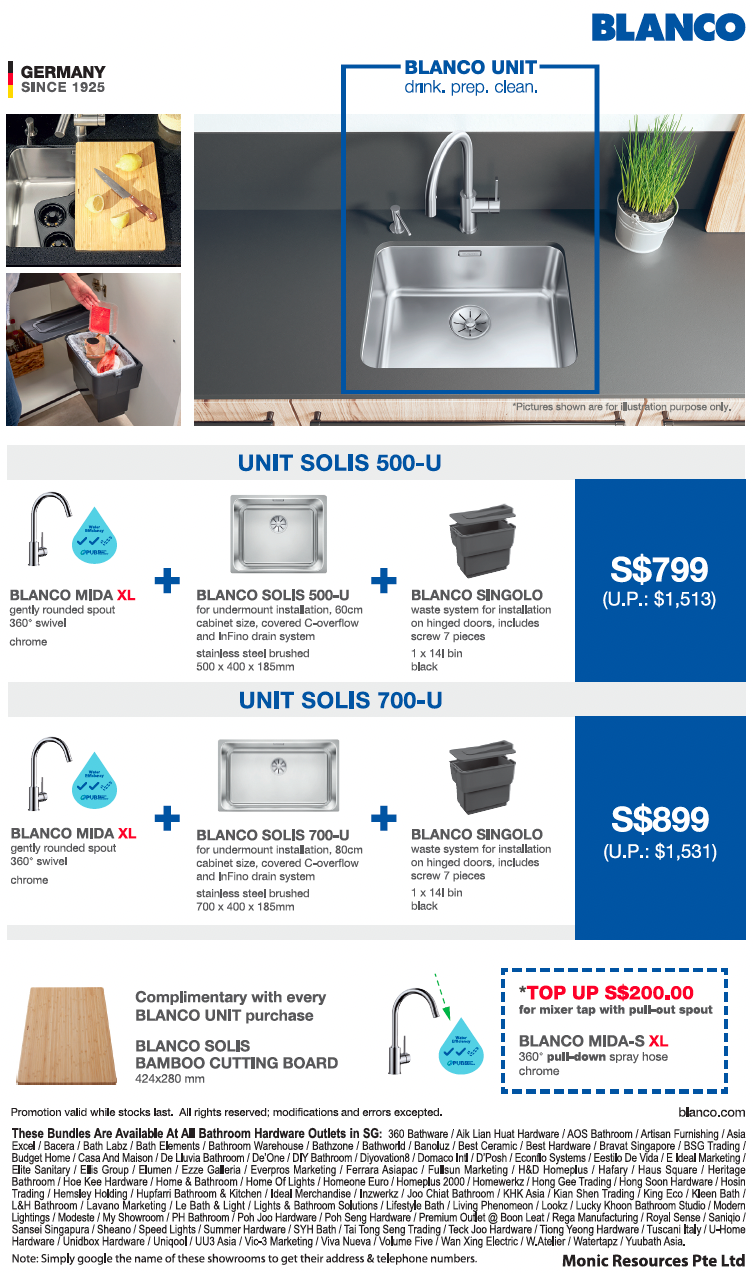 Blanco Solis 500-U or 700-U Kitchen Sink With Blanco Mida XL Mixer Tap ...