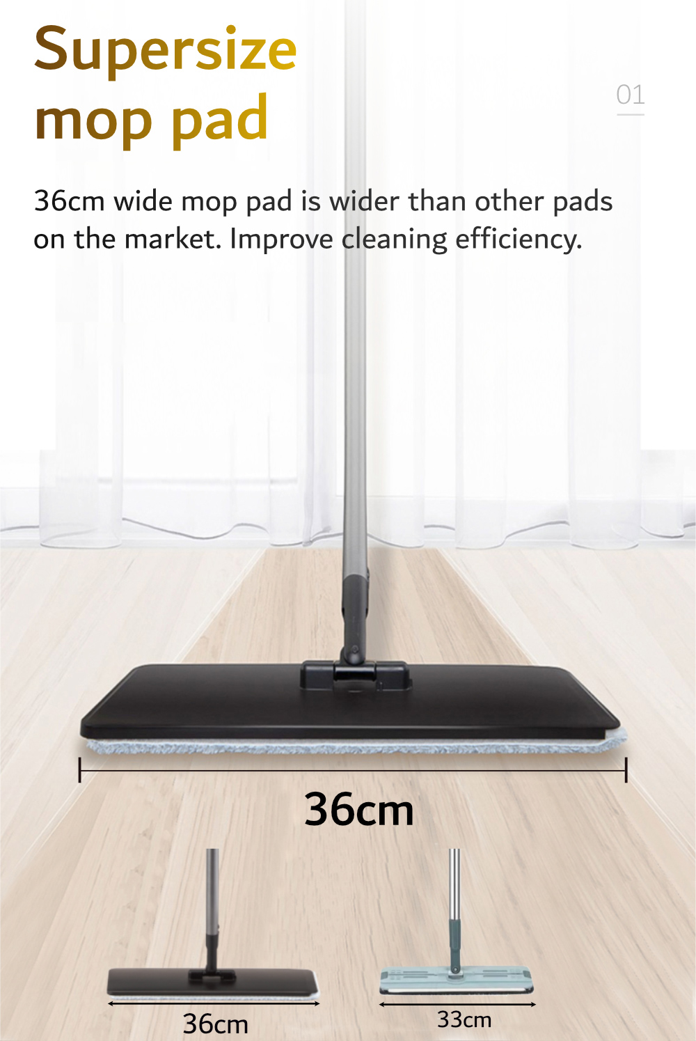Supamop Premium Super Flat Mop Narrow Cleaning Wiper Telescopic Mop ...
