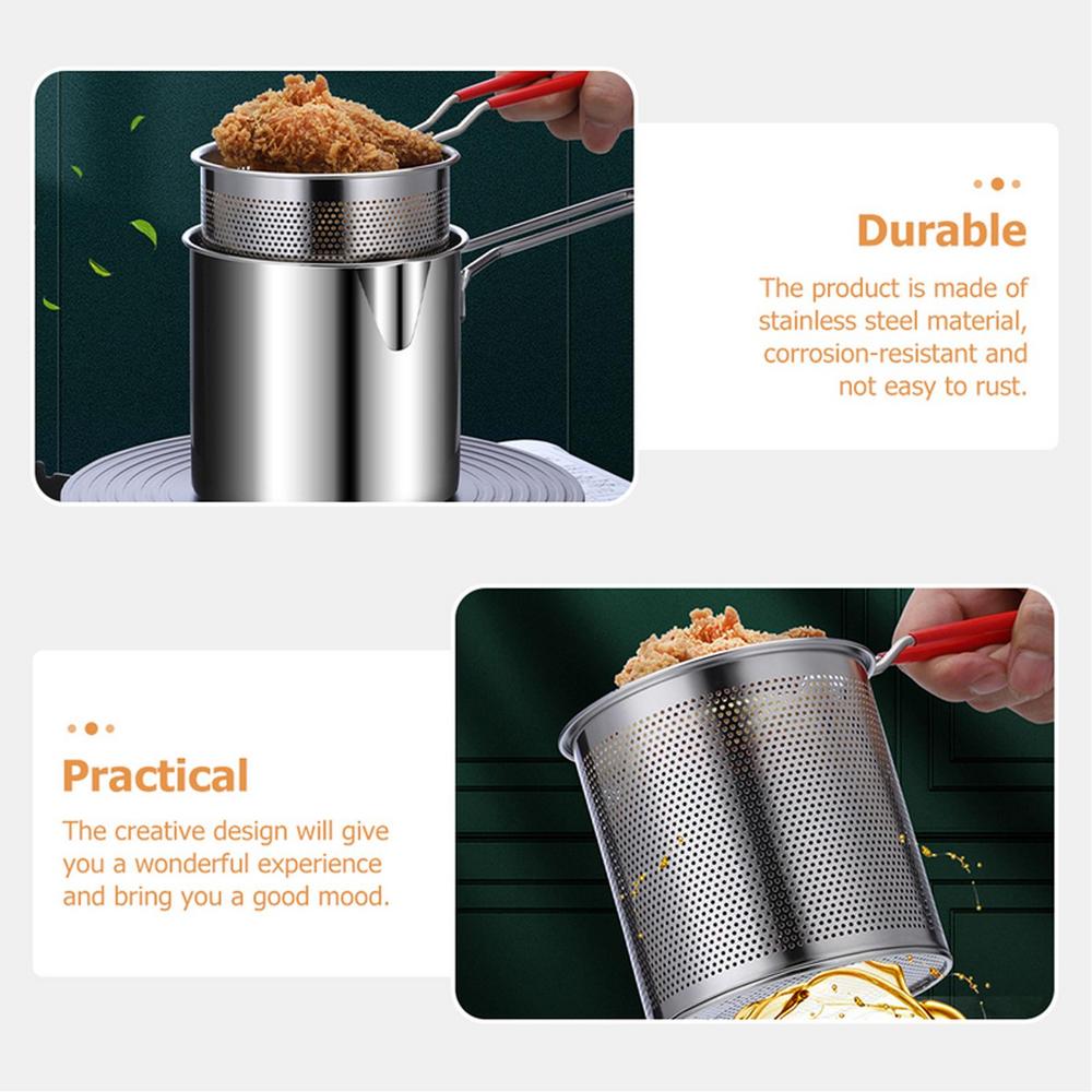 Basket Pot Fryer Fry Deep Frying steel Stainless Fish Strainer French ...
