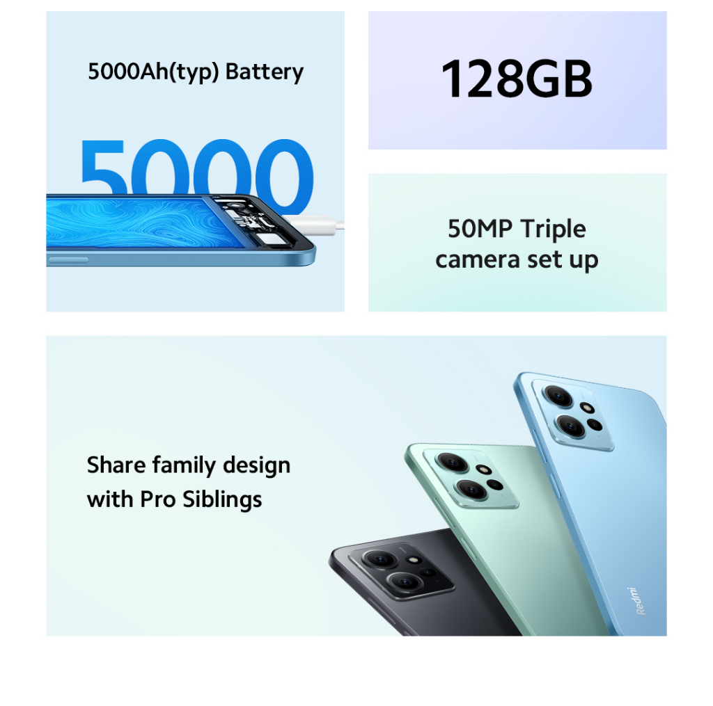 Redmi Note 12 8GB+256GB/6GB+128GB/4GB+128GB Global Version (1 Year ...