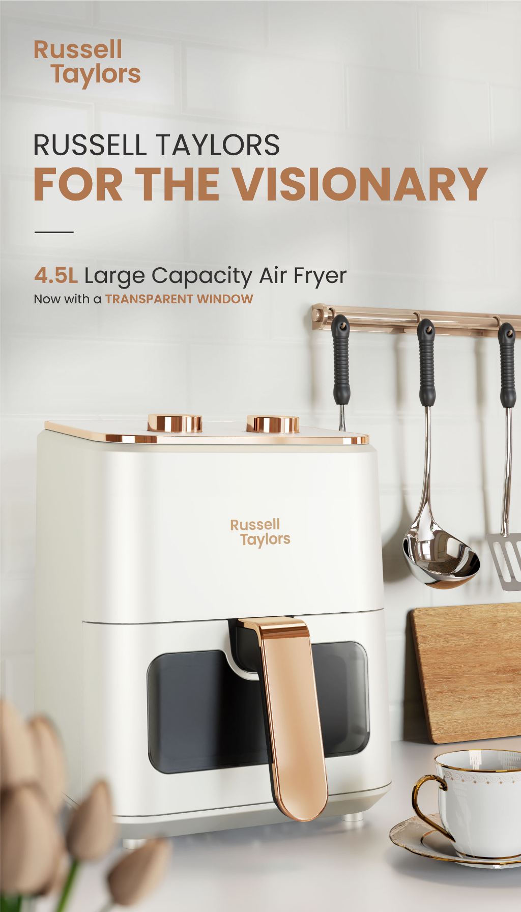 Russell Taylors Retro Series 3D Visible Window Air Fryer Large (4.5L ...
