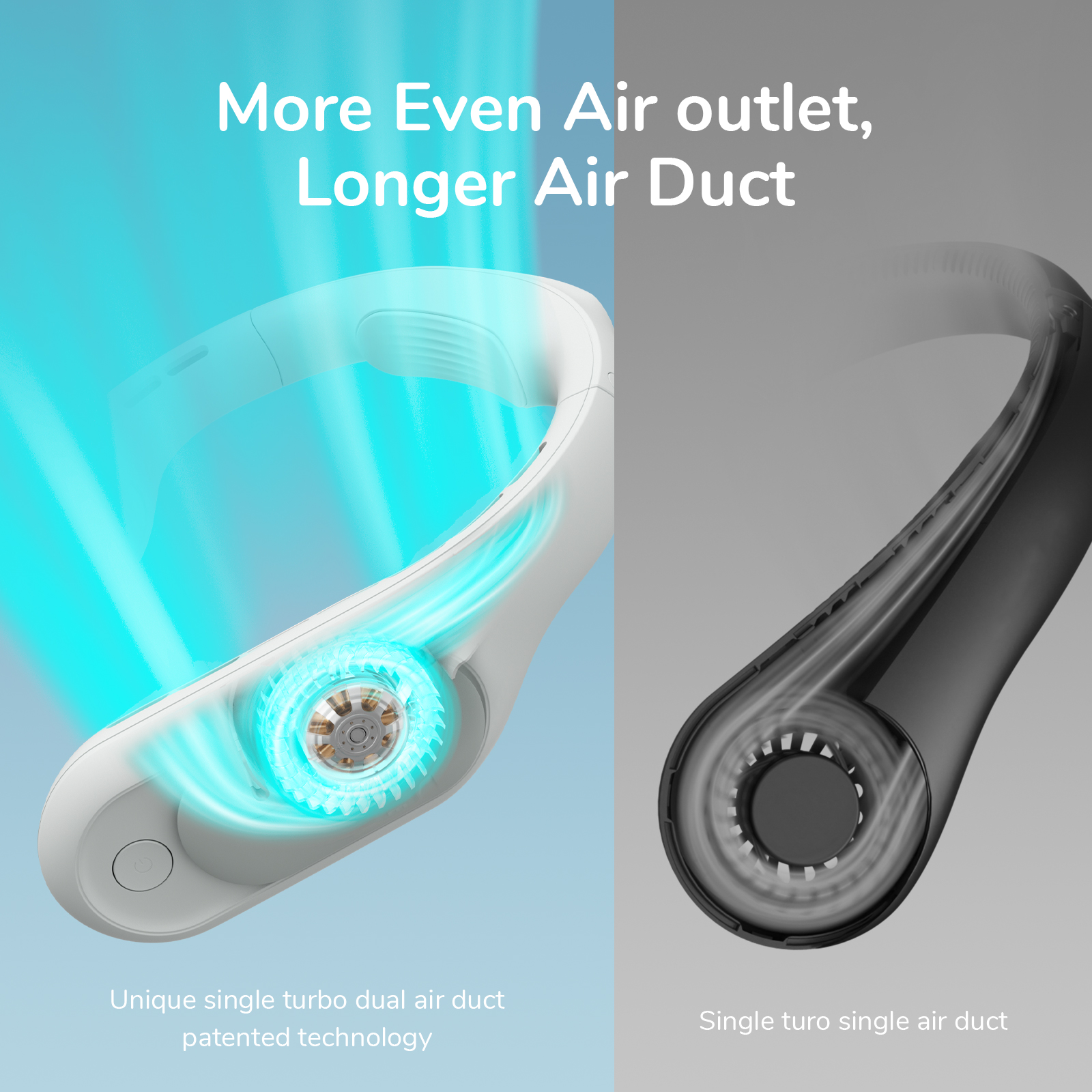 JISU Portable Neck Fan 4 Wind Turbines 4000mAH USB Rechargeable Mini ...