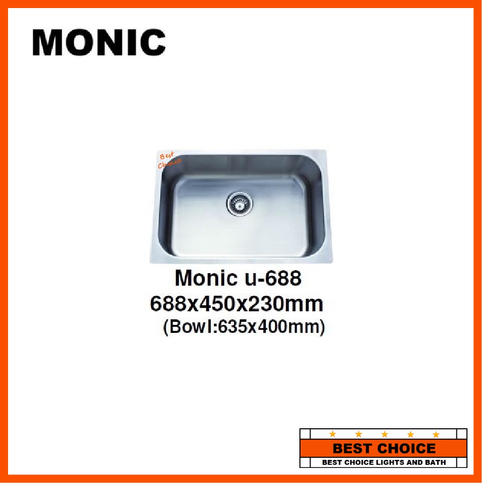 Monic U-Sink Stainless Steel Undermount Kitchen Sink | Shopee Singapore
