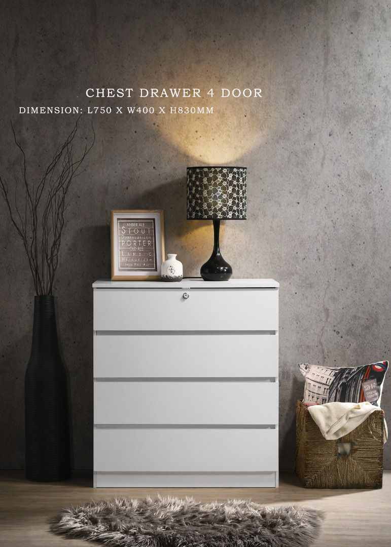 [HOMIEST] Alpha 3/4 Chest of Drawer with lock in White | Shopee Singapore