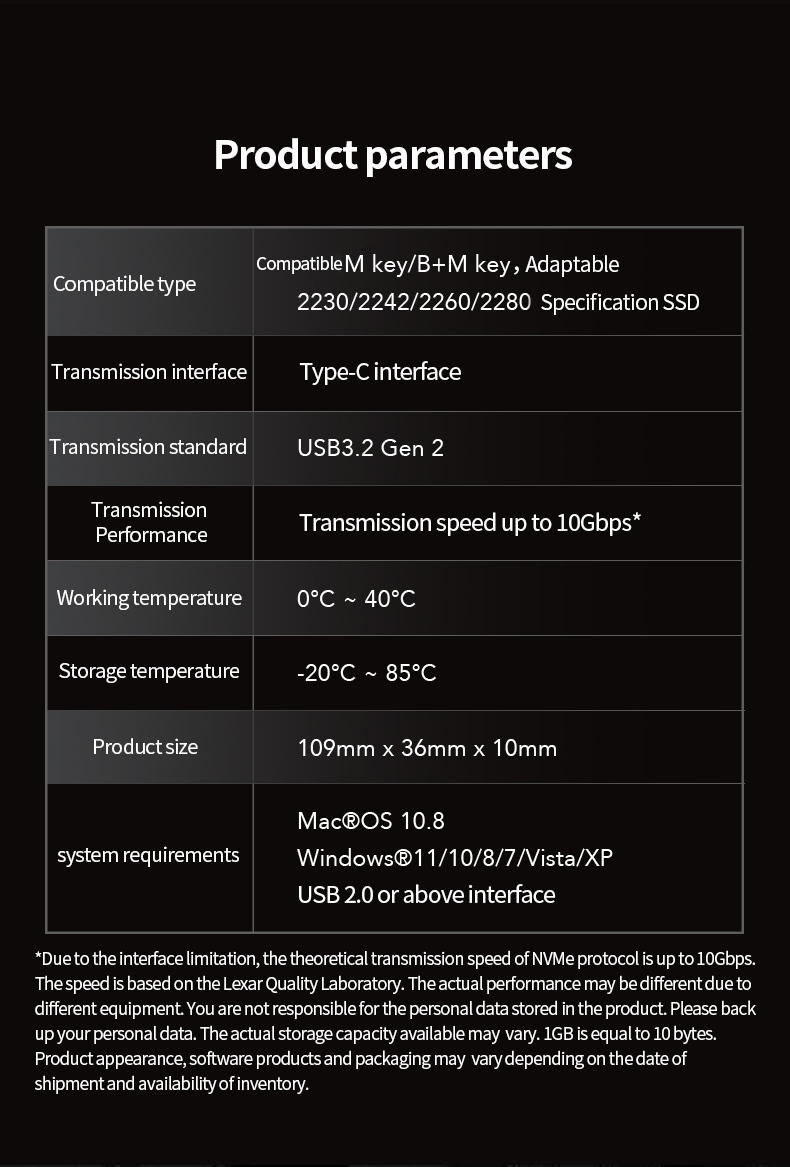 LEXAR E300 E350 SATA/NVME M.2 / E100 2.5" SATA - SSD / HDD ENCLOSURE ...