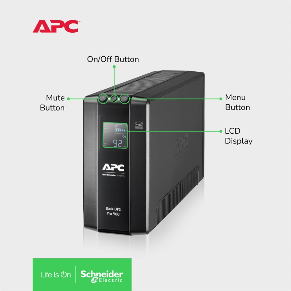 APC BR900MI Back UPS Pro BR 900VA, 540W 6 Outlets, AVR, LCD Interface ...