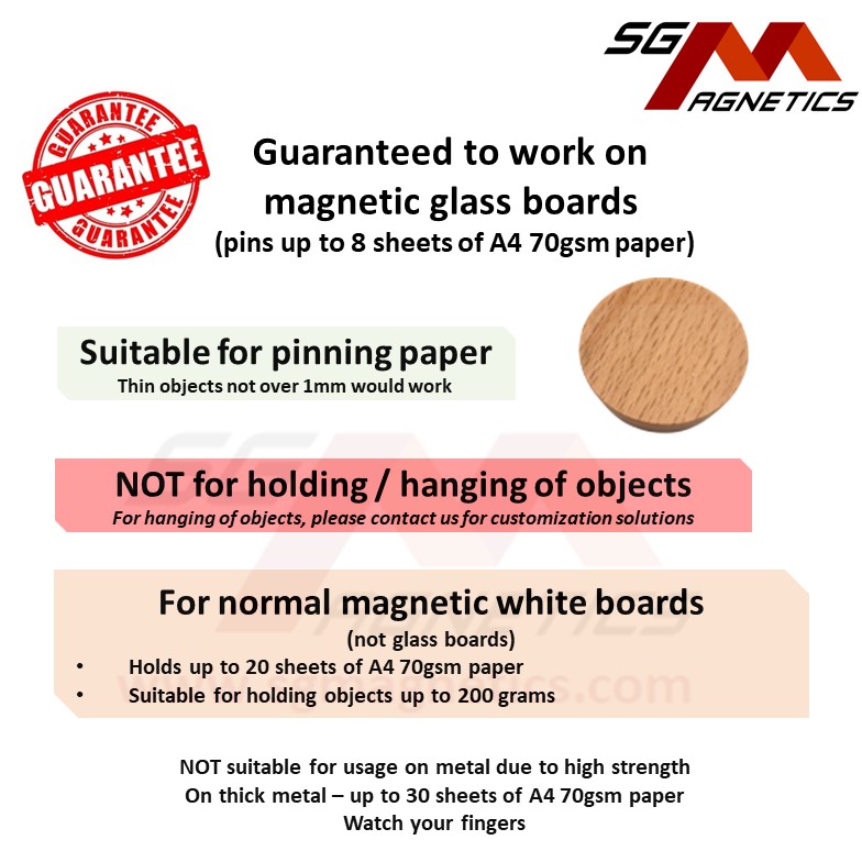 Magnets for Glass Boards - Natural Wood Pin Magnet for Magnetic Glass ...