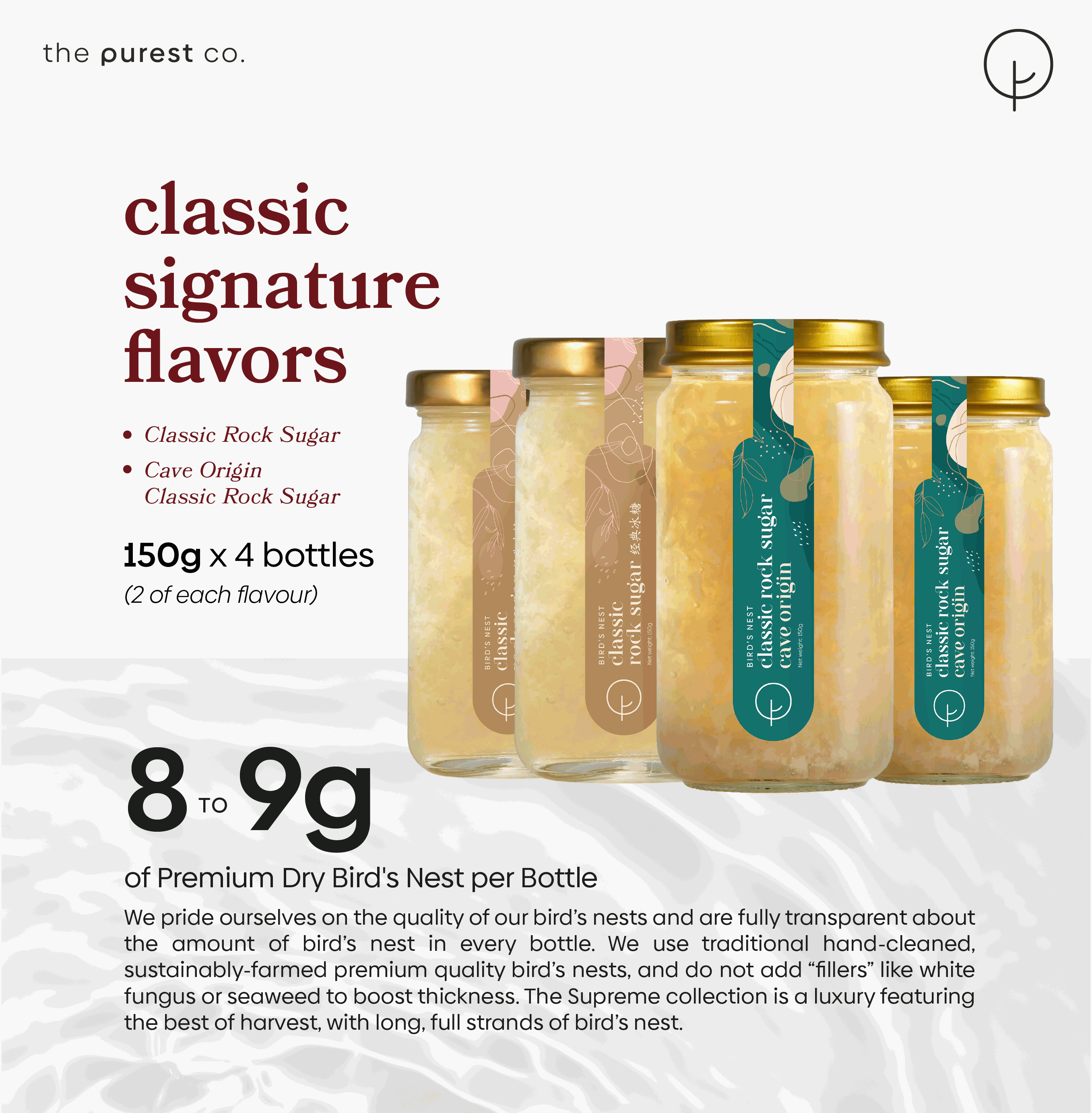Purest Co Bird's Nest Classic Signature Flavors (150g x 4 Btl) | Shopee Singapore