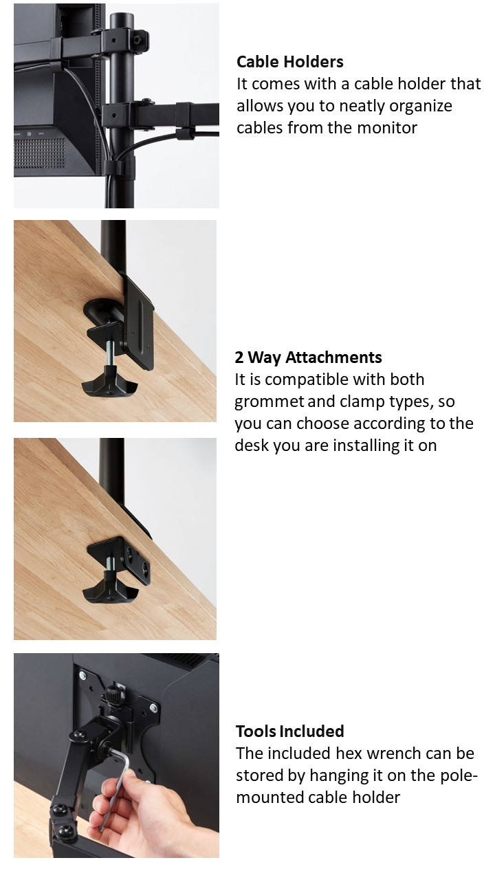 ELECOM Double Monitor Arm/ Monitor Stand/ Laptop Stand/ Monitor Brackets DPA-DL04BK Series ...