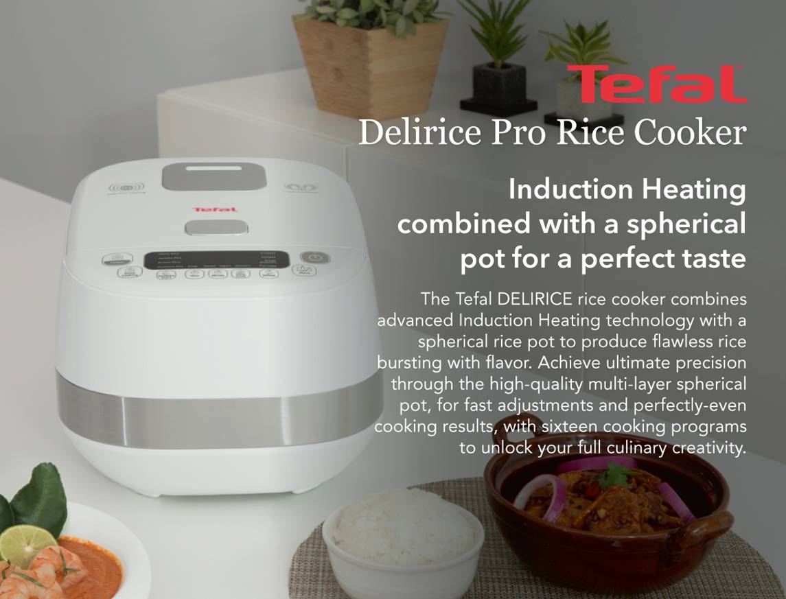 Tefal 1.5L Delirice Pro Induction Spherical Pot Rice Cooker [RK808A ...