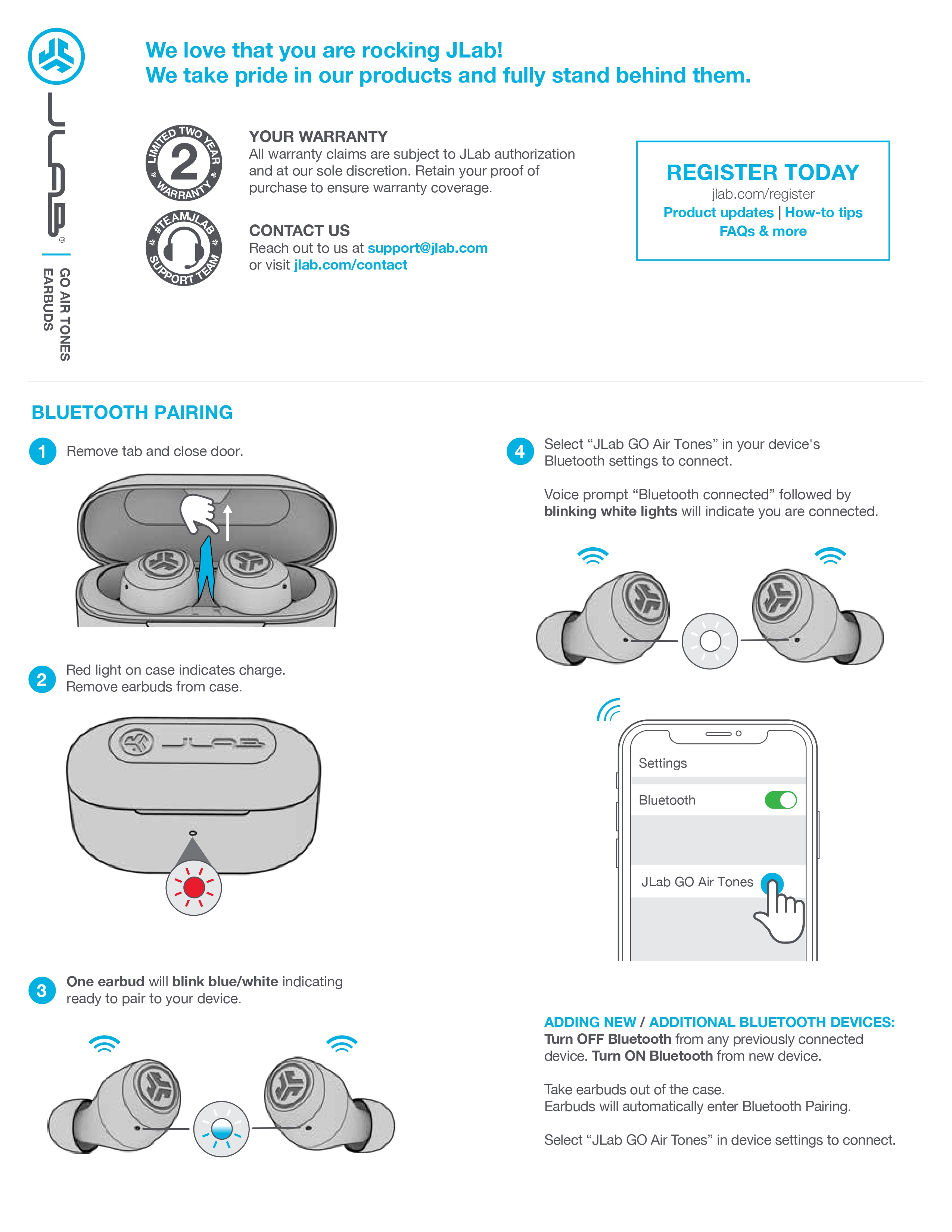 JLAB Go air Tones tws wireless earbuds with 32+ hours Bluetooth® 5.1 ...