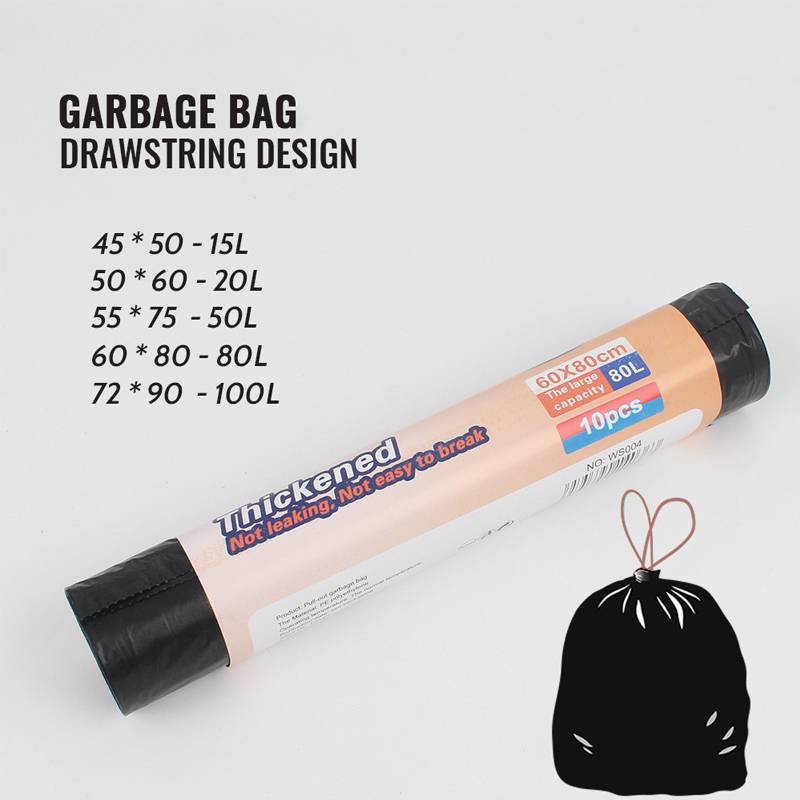 🇸🇬【SG stock】Trash Bags Drawstring Garbage Bags 20/30/50/80L Thickened ...
