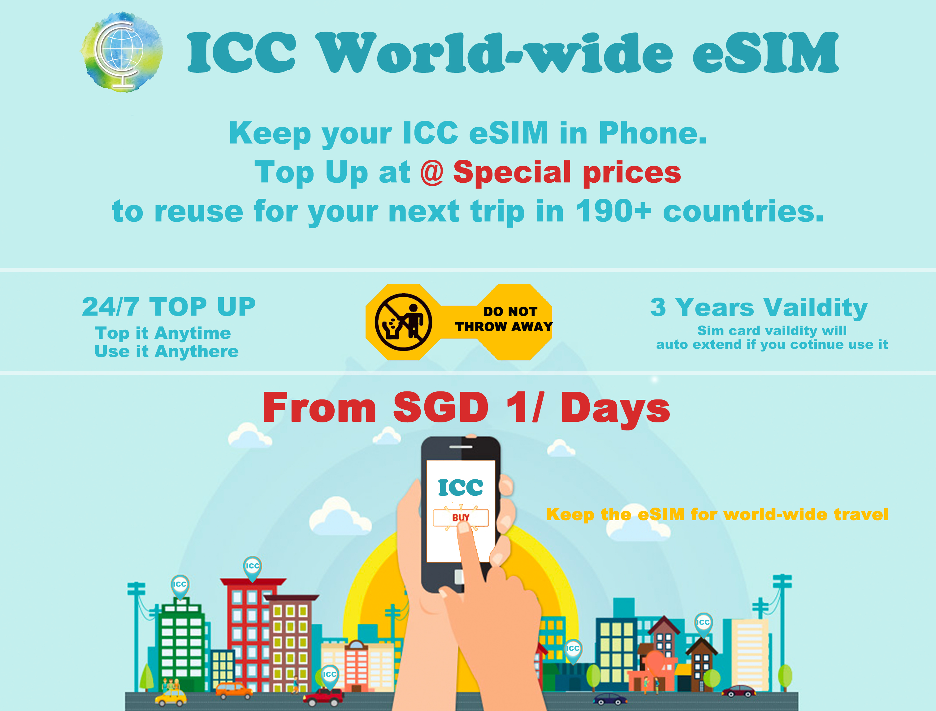 ICC-eSIM Global 3-30 Days Unlimited Data SIM | Shopee Singapore