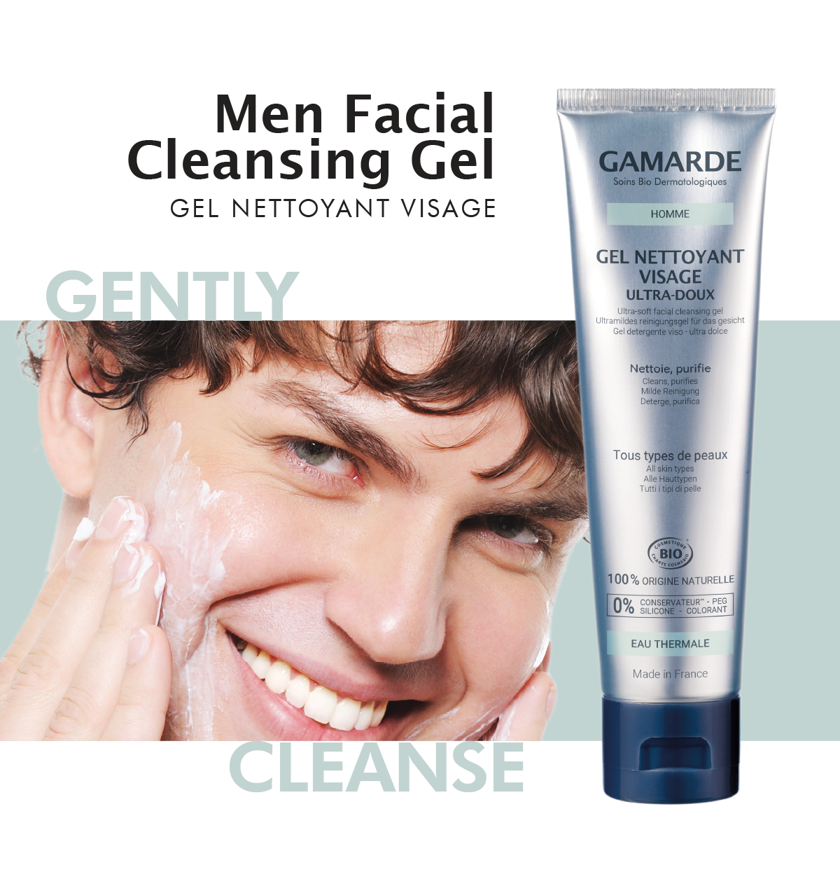 Gamarde Homme Organic Men Ultra Gentle Facial Cleansing Gel 100ML ...